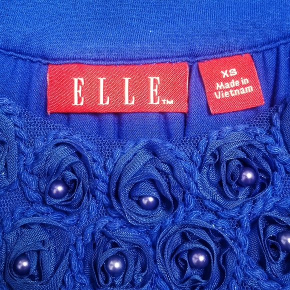 Elle | Tops | Elle Royal Blue Rose Embellished Blouse | Poshmark